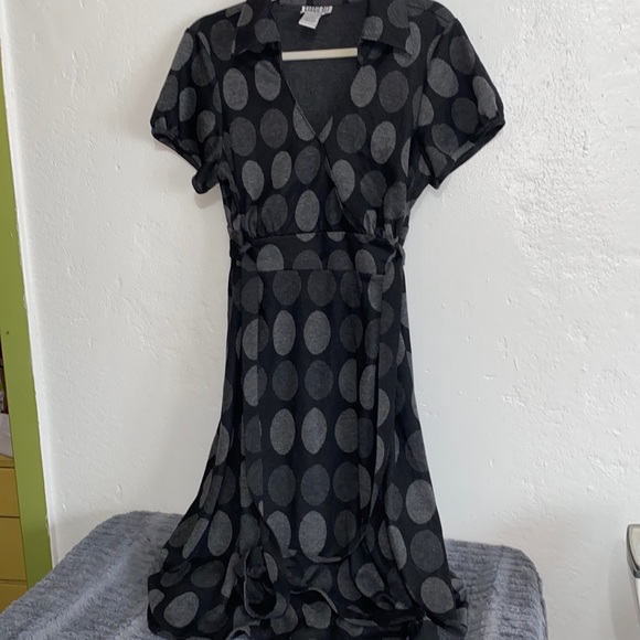 Bobbie Bee | Dresses | Bobbie Bee Black Gray Polka Dot Dress Size X ...